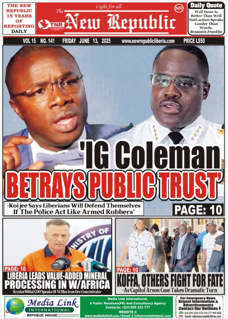 Liberian News: ‘IG Coleman Betrays Public Trust’ - The New Republic Liberia